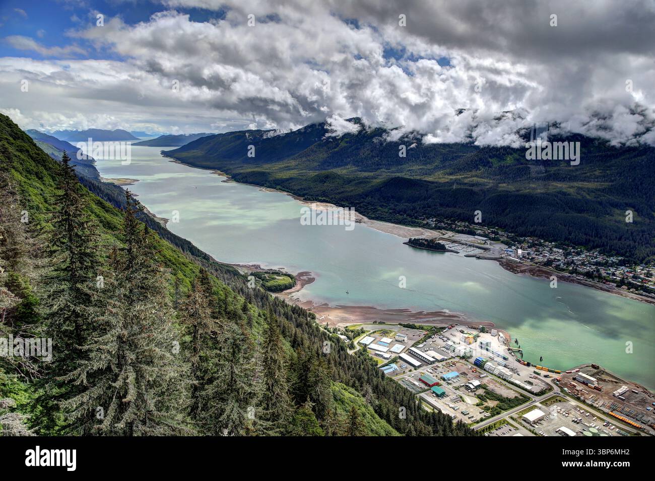 Views of Juneau Alaska from the harbour and above from the tram Stock ...