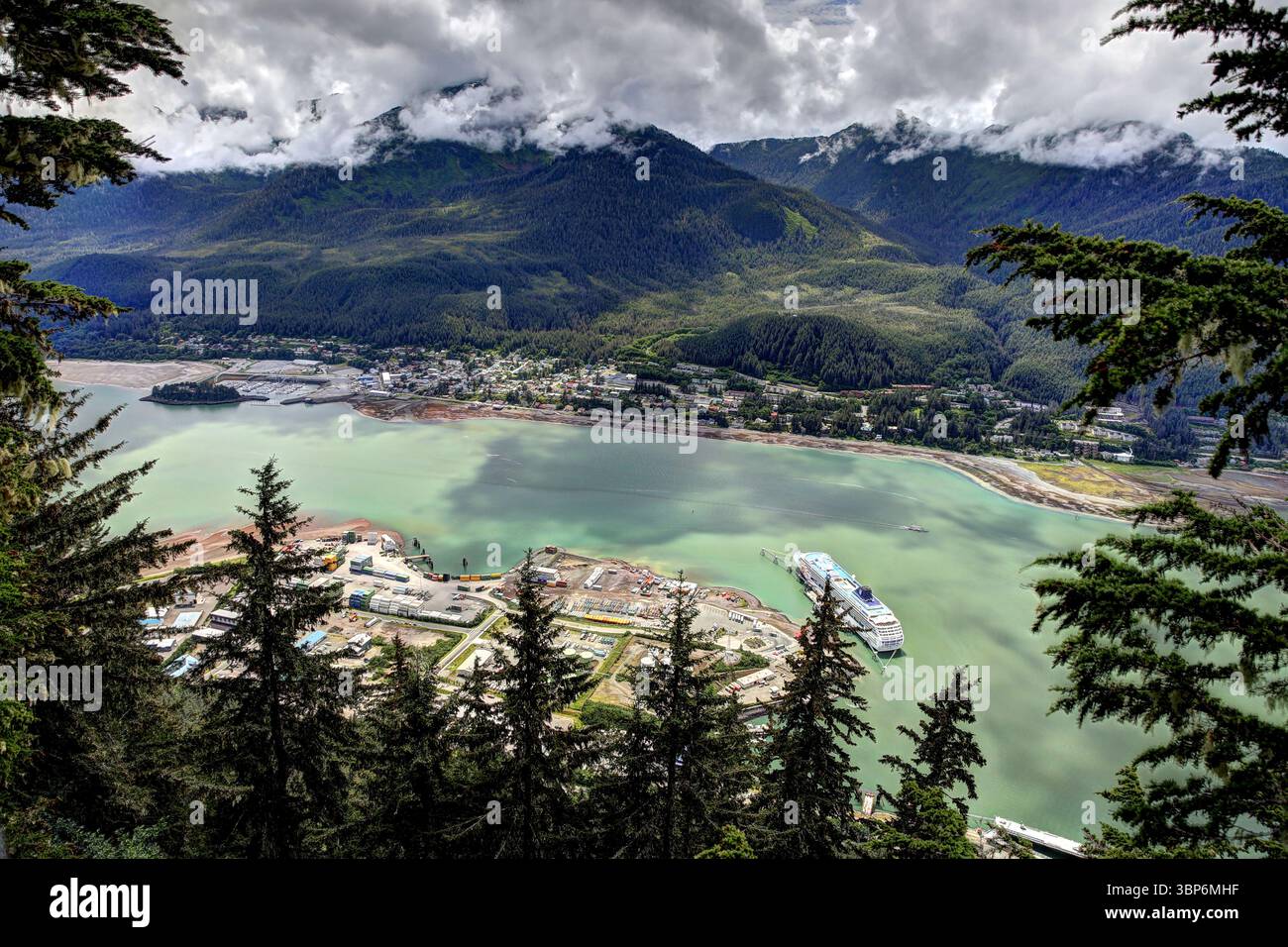 Views of Juneau Alaska from the harbour and above from the tram Stock ...
