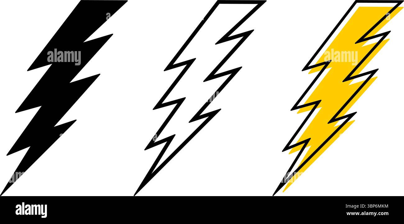Set of bolt icons. Thunder signs isolated on white background ...