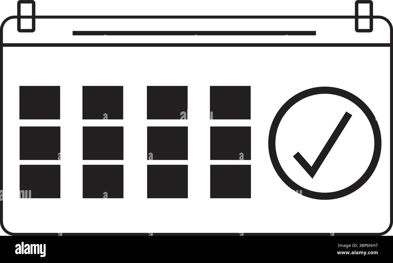 Simple calendar icon with bold checkmark for reminders and tasks Stock ...