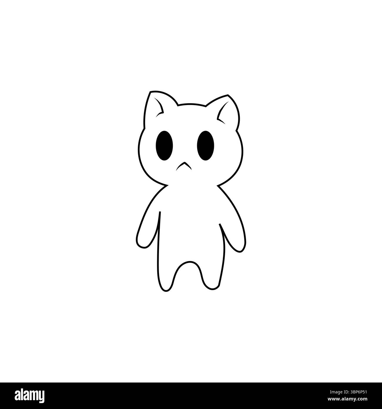 White cat mascot. Feline pet character. Simple animal symbol. Cute ...