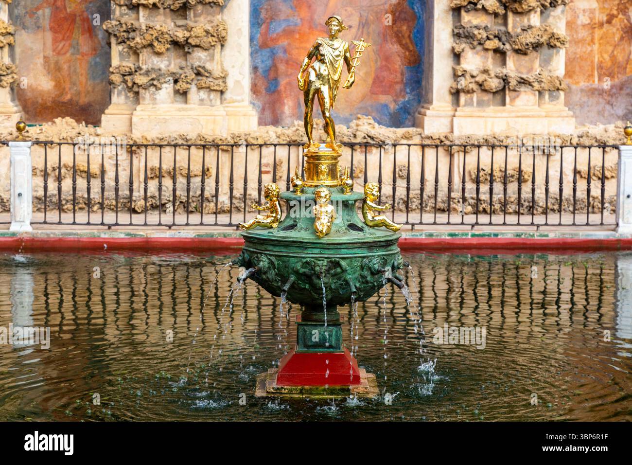 Royal Alcazar of Seville Spain Mercury Pond Fountain Statue Historic ...