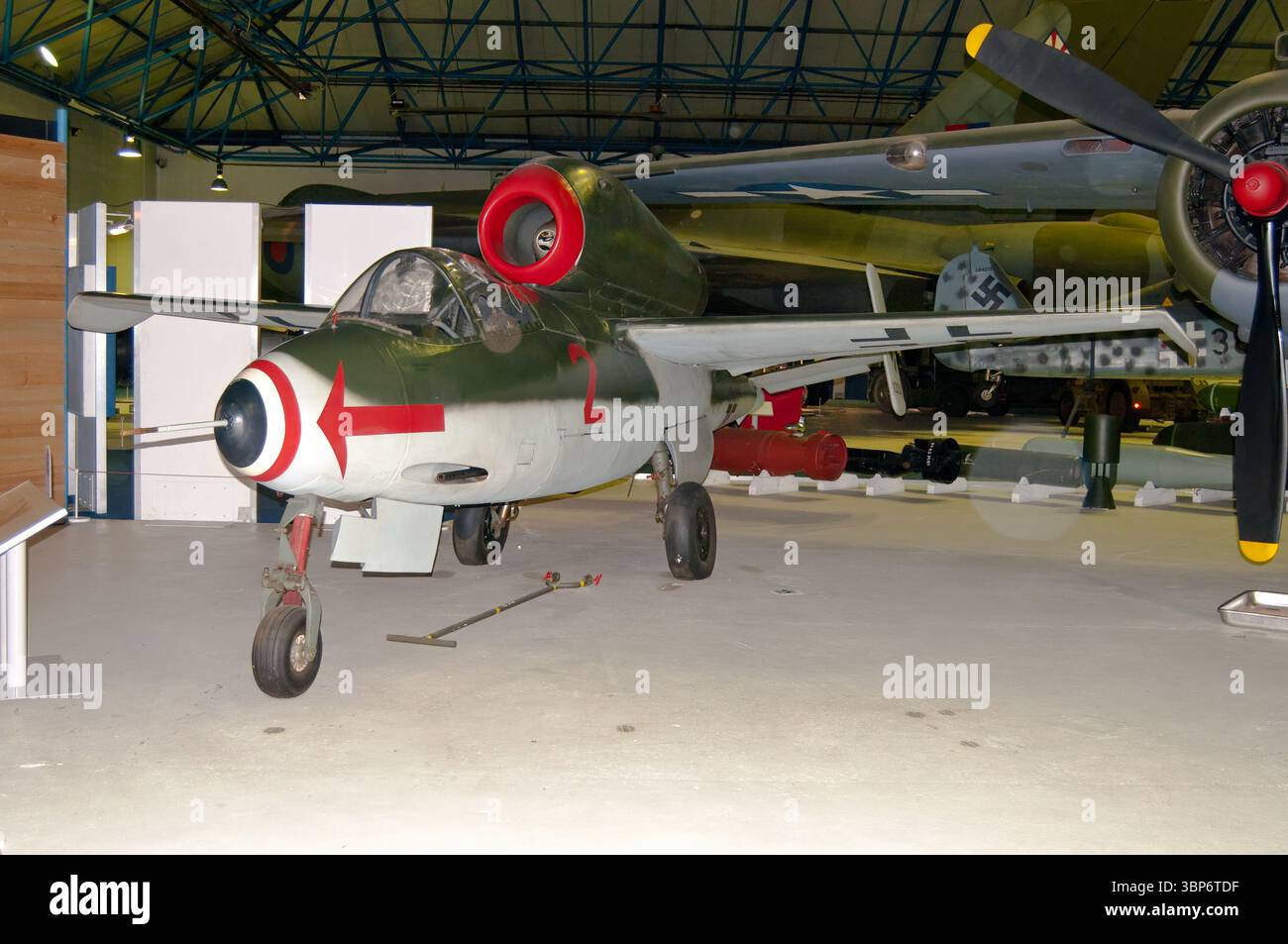German World War II Heinkel He-162 fighter jet on display at the RAF ...
