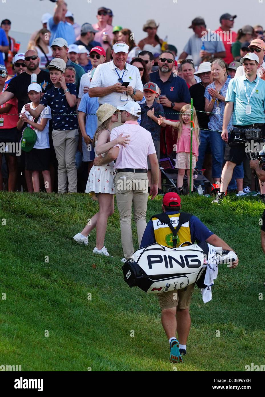 SILVIS, IL - JULY 06: PGA golfer Brian Campbell kisses his girlfriend ...
