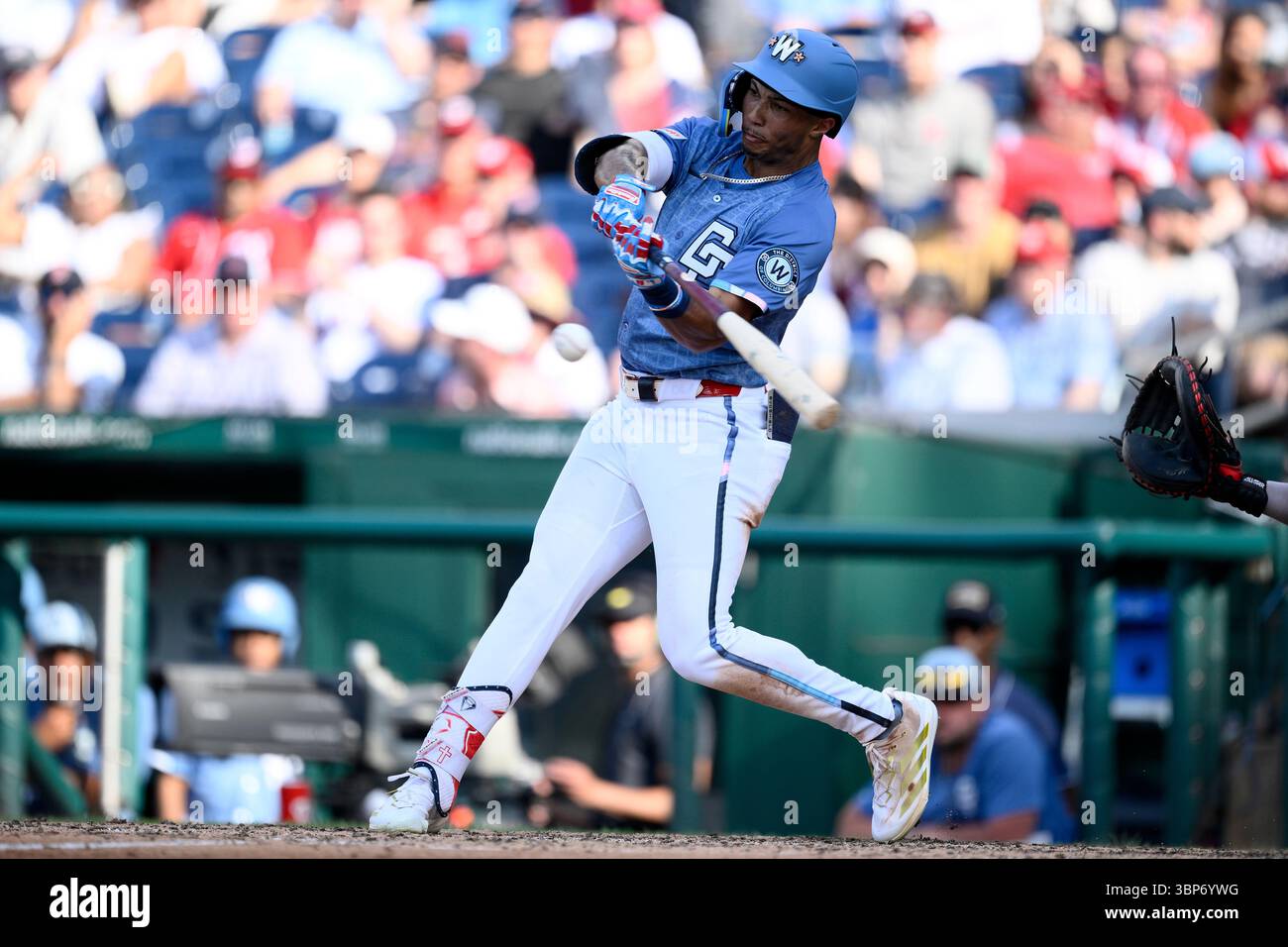 Washington Nationals' Daylen Lile in action during a baseball game ...