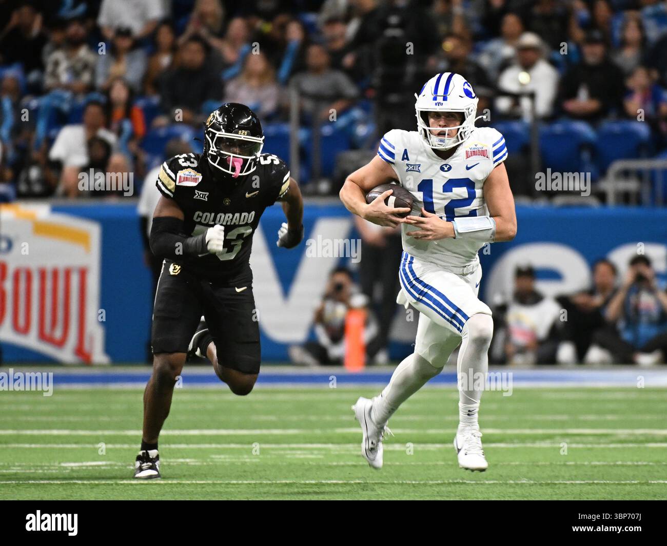 San Antonio, United States. 28th Dec, 2024. BYU Cougars quarterback ...