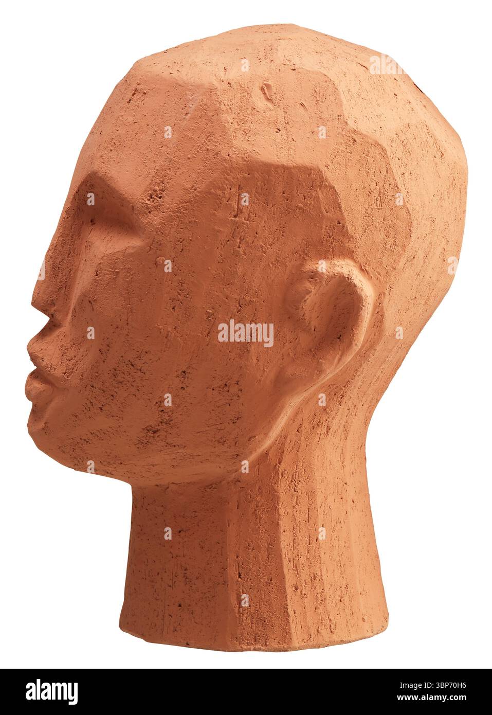 Stucco human face brick color side view isolated nature background with ...