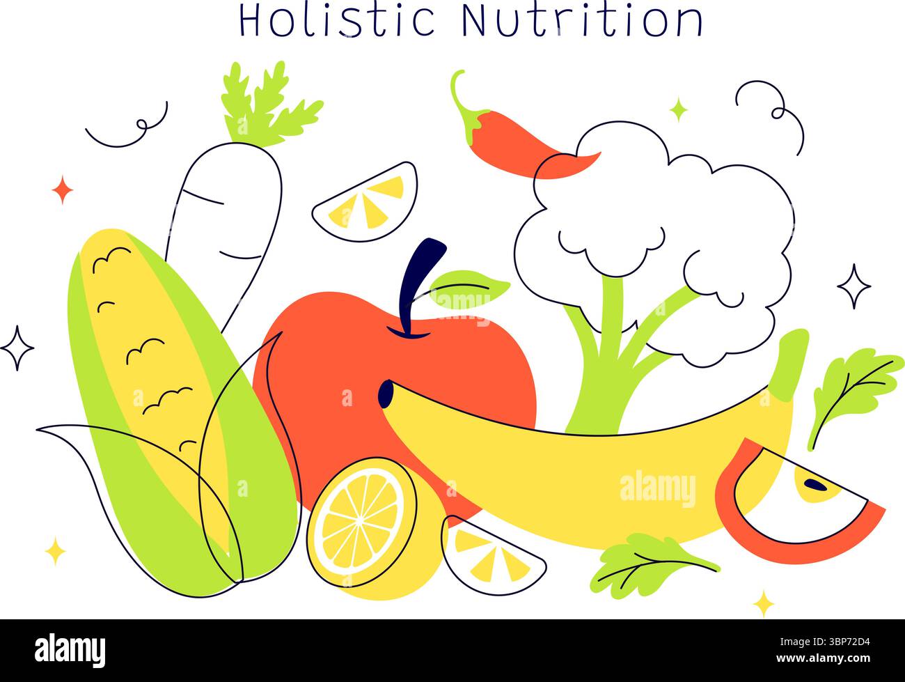 Holistic Nutrition Vector Illustration Featuring Healthy Food, Fruits ...