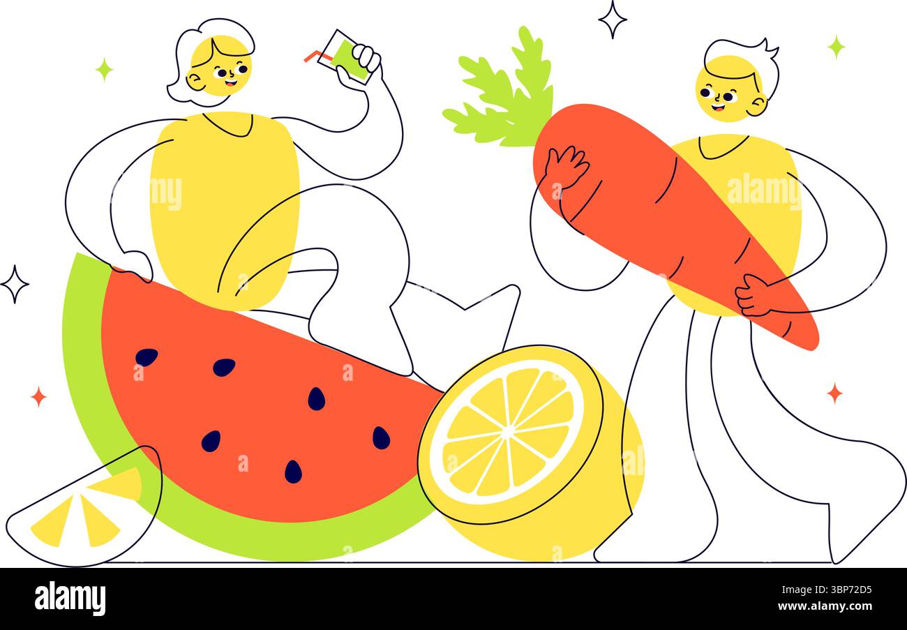 Holistic Nutrition Vector Illustration Featuring Healthy Food, Fruits ...