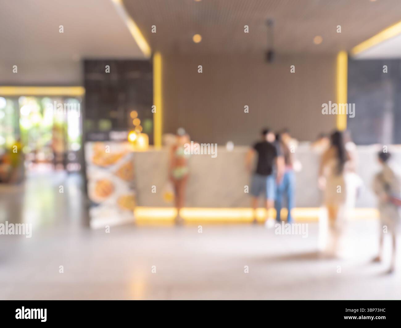 Abstract blurred hotel reception area at luxury interior background ...