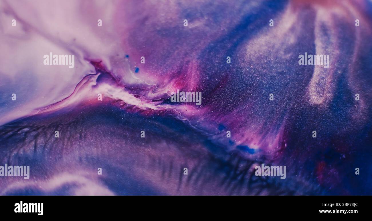 Ripple shimmer. Wave drip. Defocused purple blue paint water sparkling ...