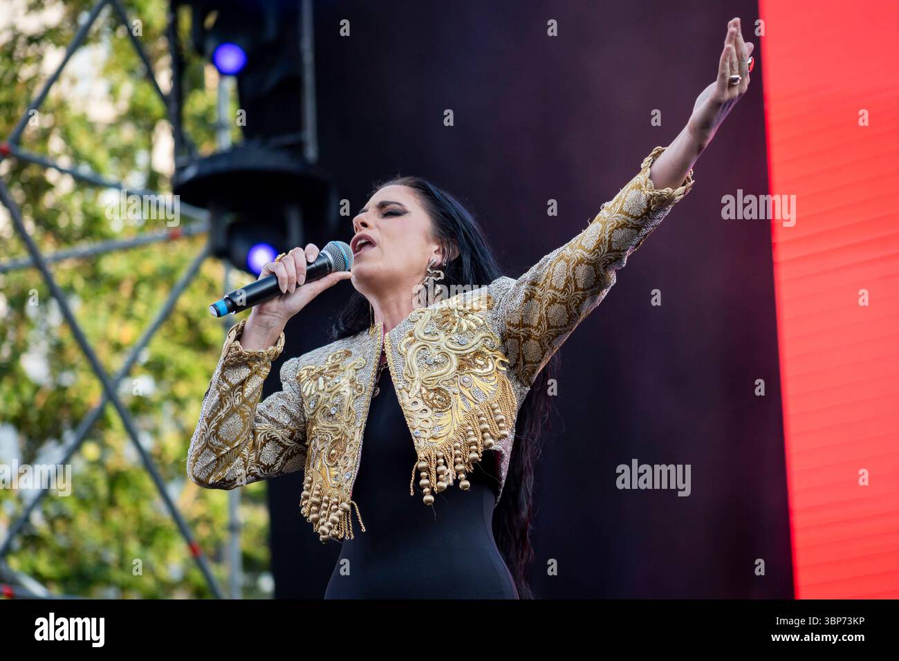 Maria Pelae during the concert '20 Years Of Love' at MADO 2025 in Plaza de España on July 6 ...