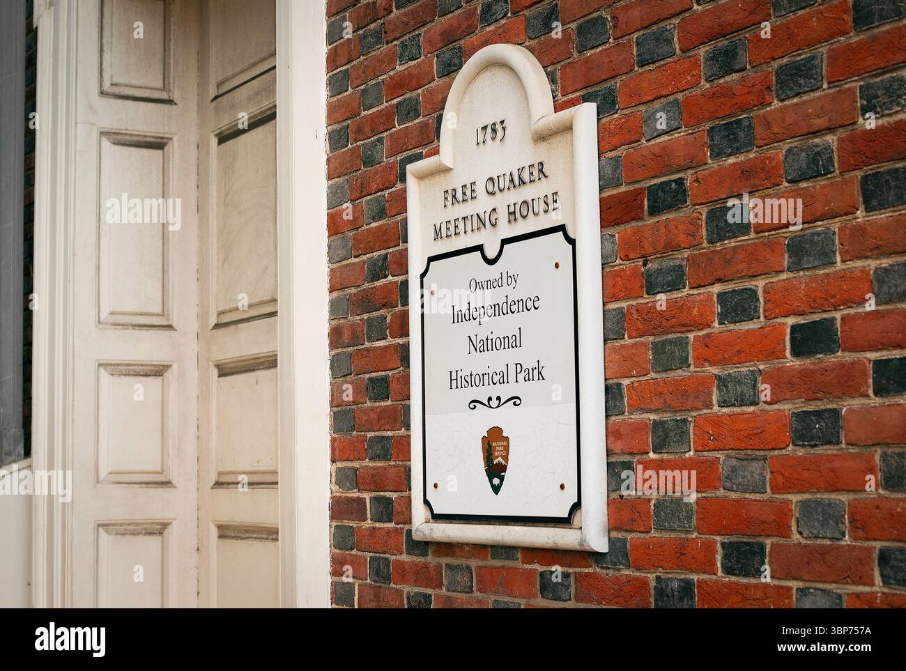 A sign on the brick building Free Quaker Meeting House Independence ...