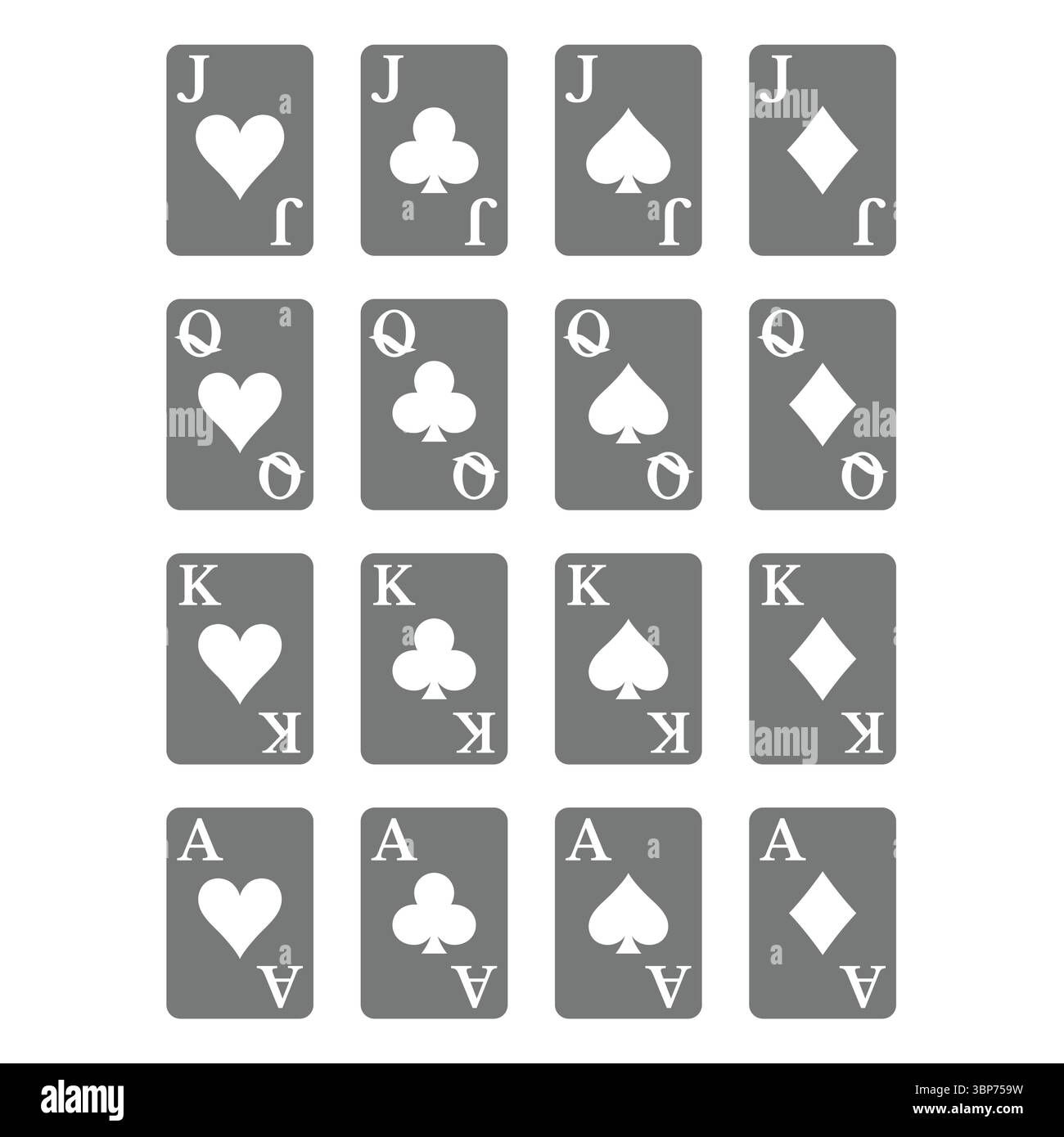 Playing cards deck vector icon set. Queen, jack, king and ace suits icons Stock Vector Image ...