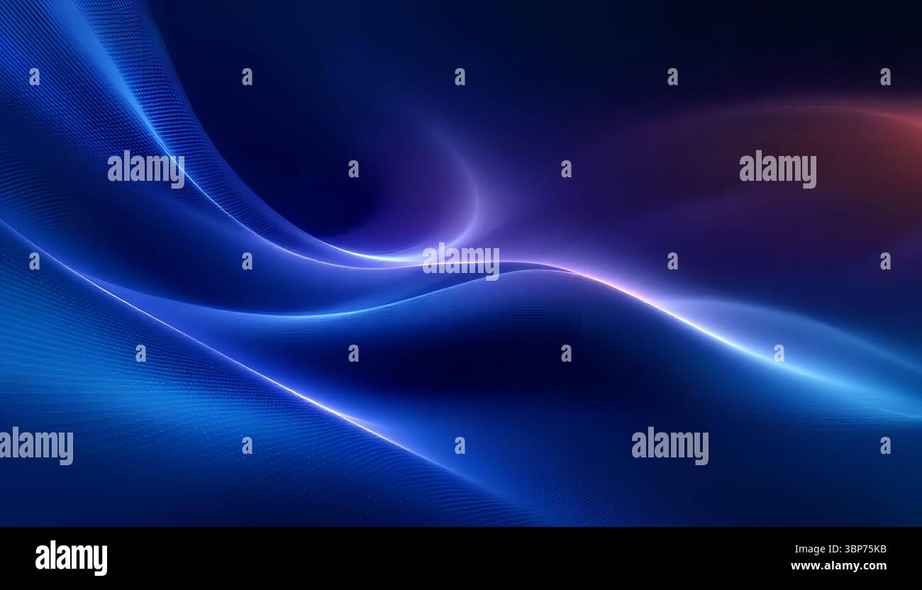 Blue Neon Wave Abstract Flow with Light Gradient Stock Photo - Alamy