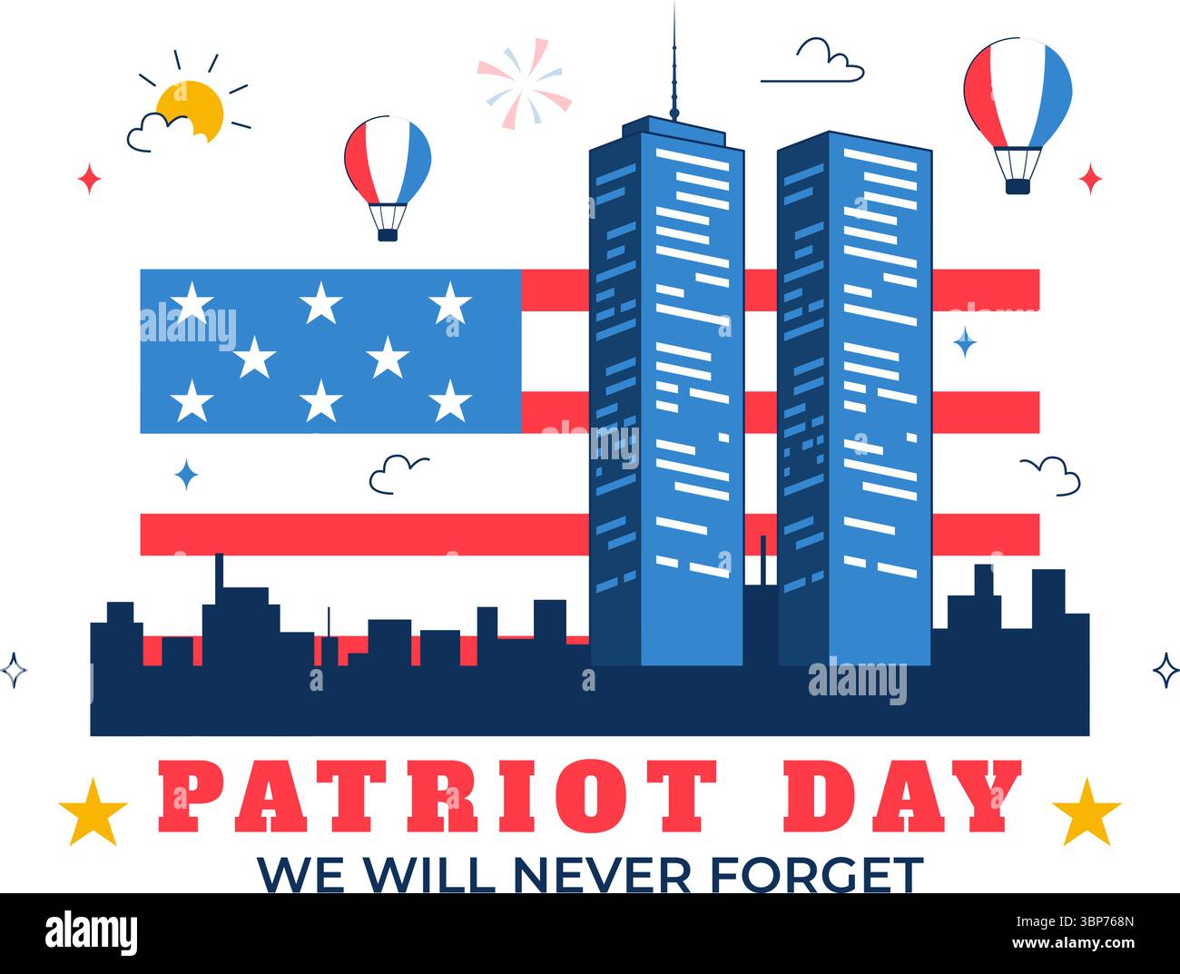 Happy USA Patriot Day Vector Illustration featuring the United States ...