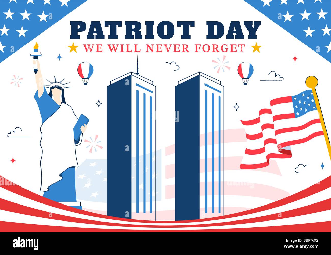 Happy USA Patriot Day Vector Illustration featuring the United States ...