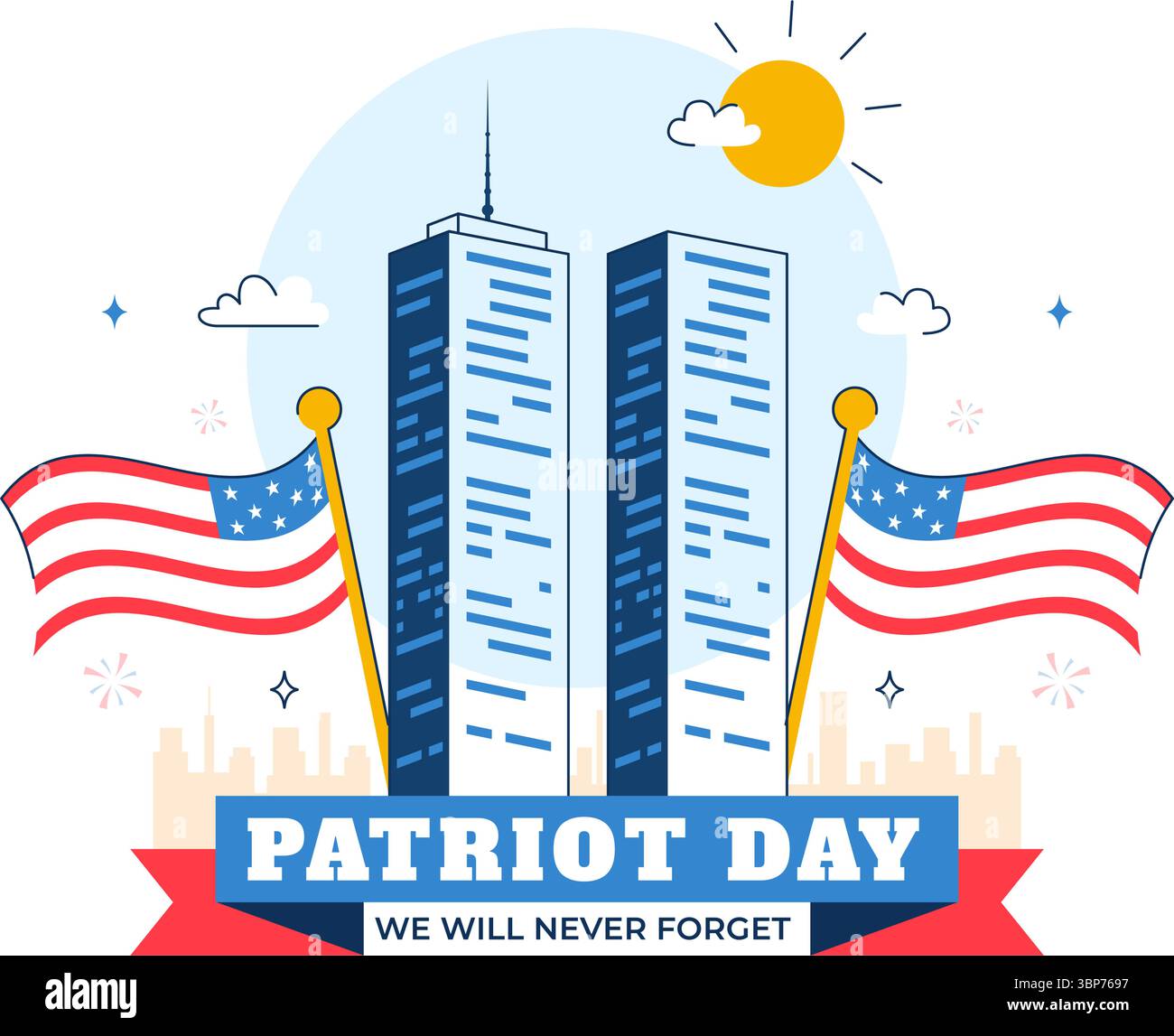 Happy USA Patriot Day Vector Illustration featuring the United States ...