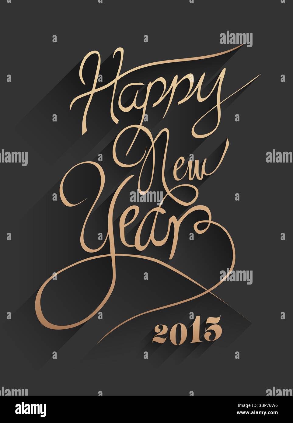 Showing golden script Happy New Year text 2015 casting shadows on ...