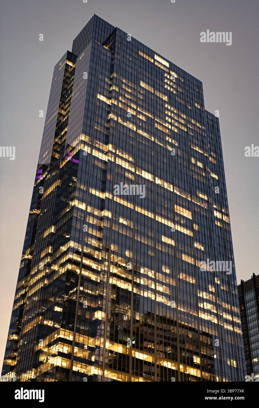 Chicago architecture of skyscraper. City night illuminated building ...