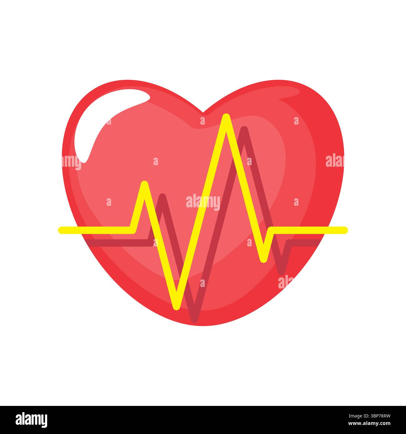 Heart and Electrocardiogram cartoon illustration . CPR and first aid ...