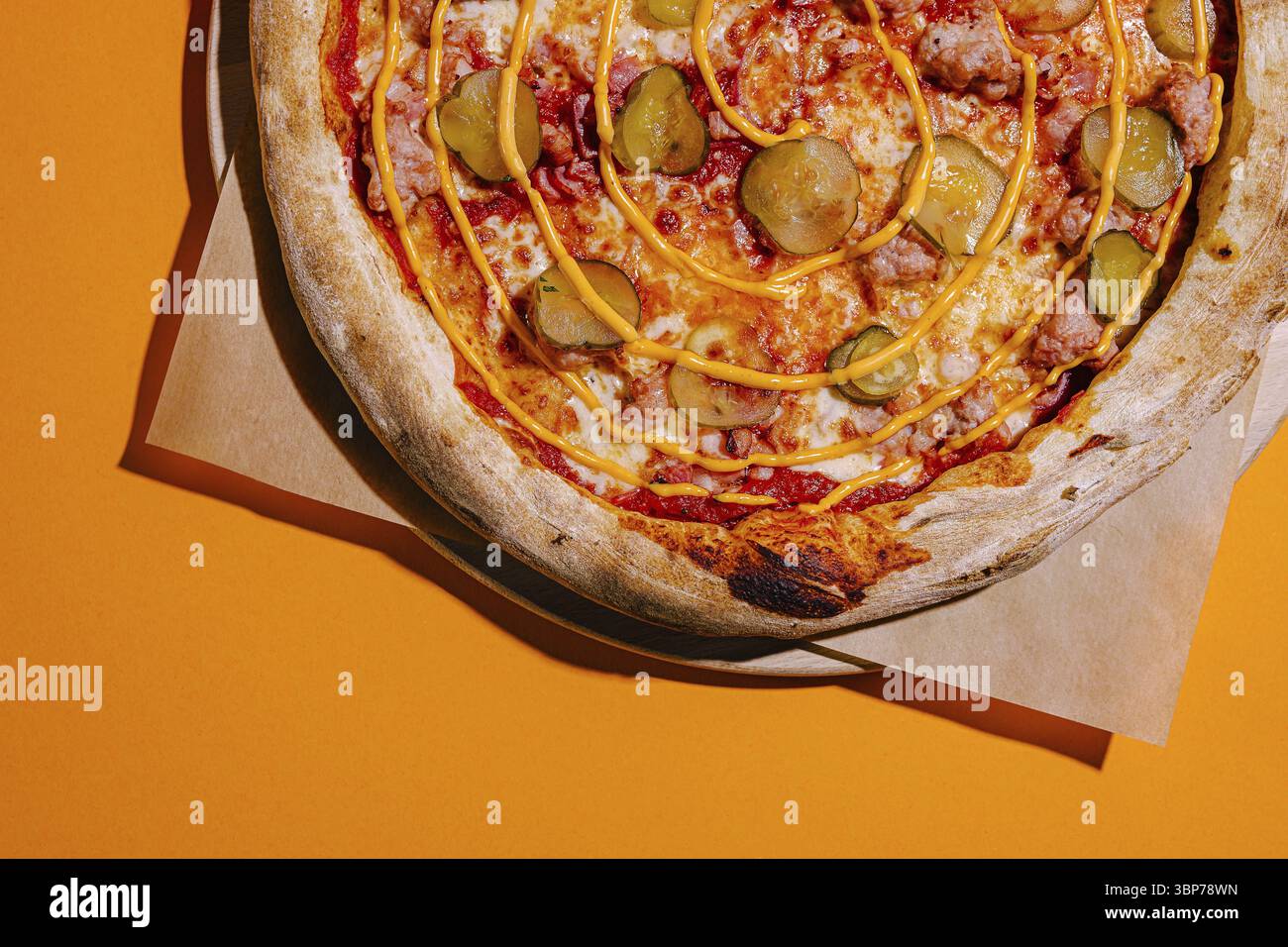 Food, This dish features a round pizza with a crispy crust, topped with ...