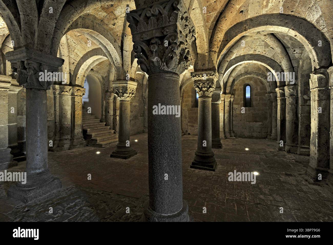 Vaults, columns and capitals in the underground grove of columns, pagan ...