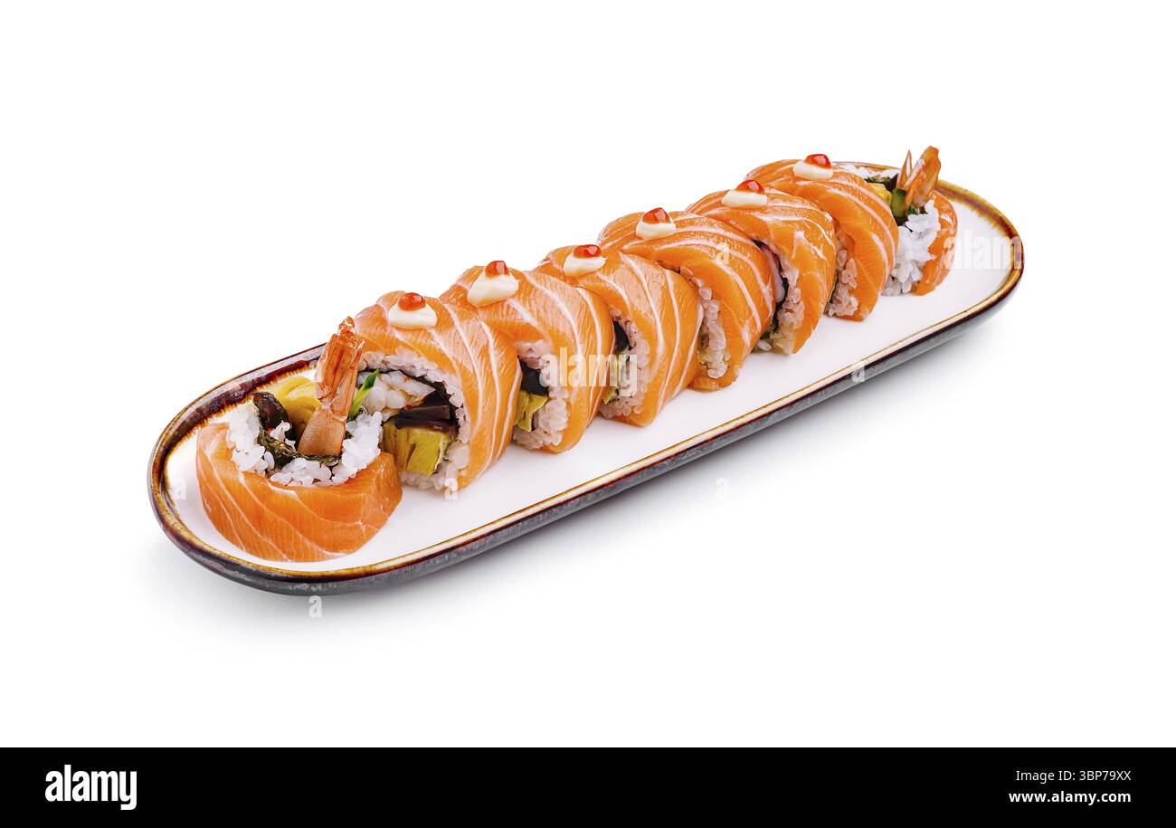 Food, A beautifully arranged sushi platter displays several pieces of ...