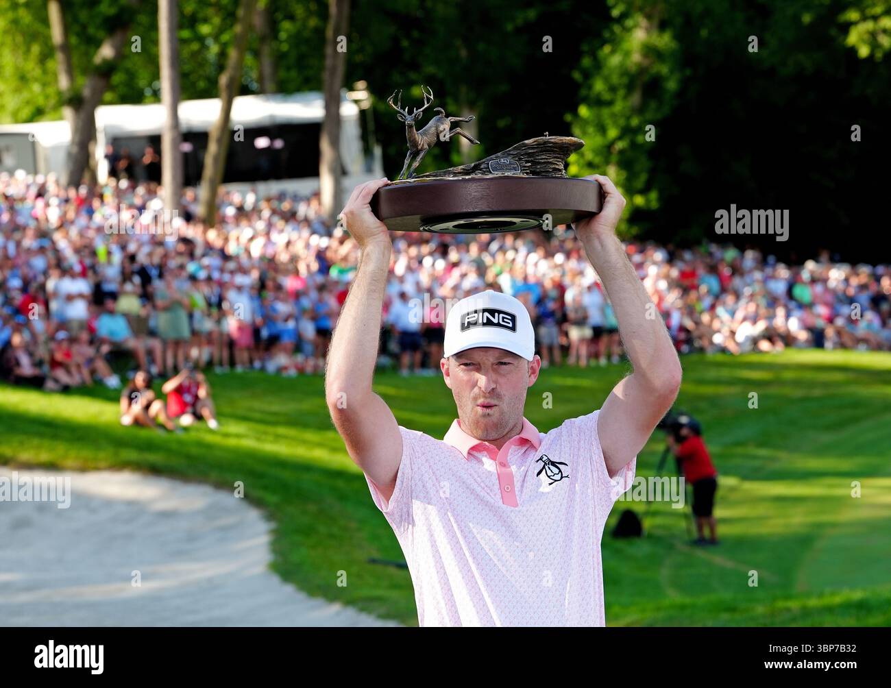 SILVIS, IL - JULY 06: PGA golfer Brian Campbell poses with the trophy ...