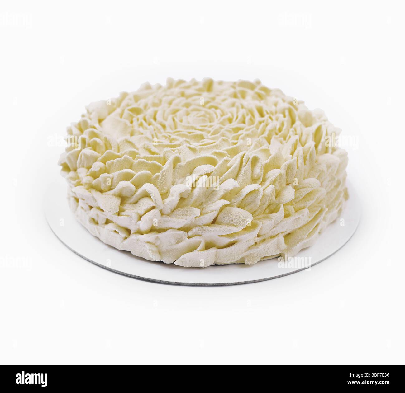 Food, Beautifully piped white buttercream rosette cake on a simple ...