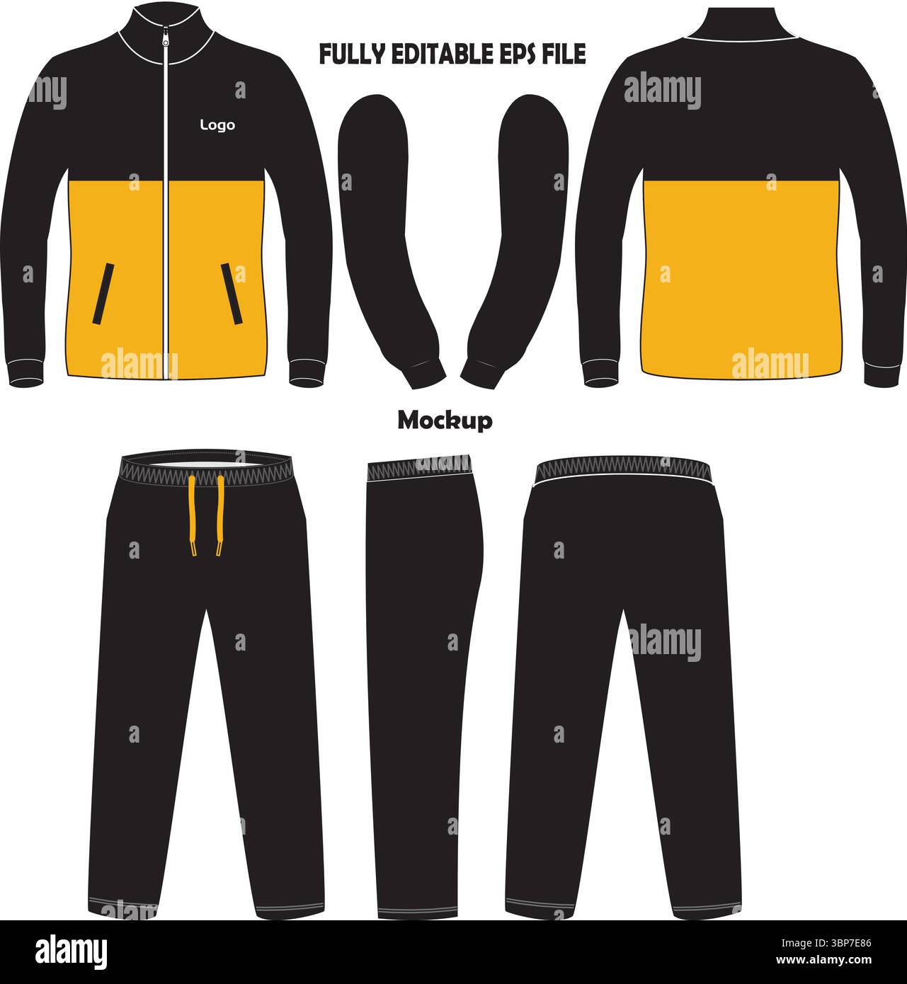 Track Top Side Stripe and Track Bottoms Side Stripe Mock up Vectors ...