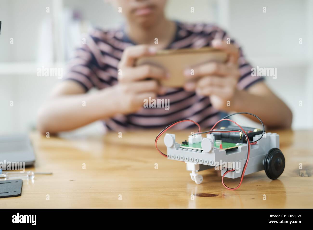 Student learning STEM education robotics for creating project studying for innovation robot ...