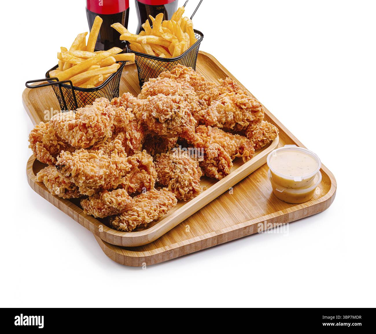 Food, A generous platter of crispy fried chicken is presented alongside ...