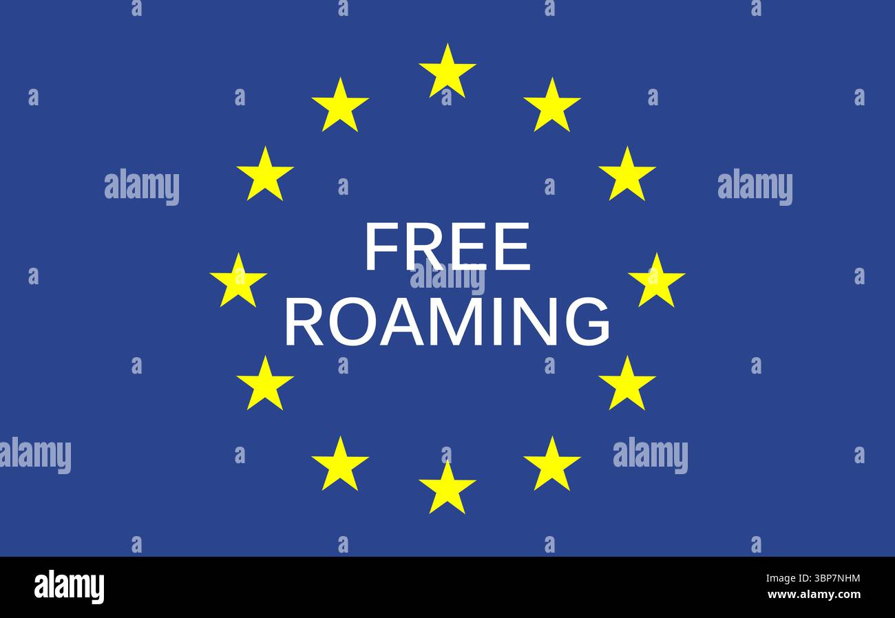 Free roaming text on blue European Union flag Stock Photo - Alamy