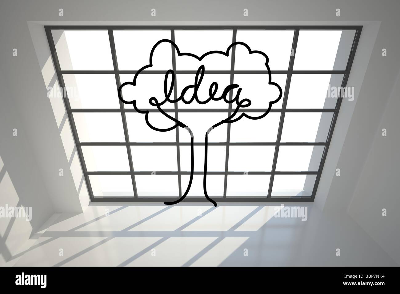 Flat vector illustration is showing skylight grid casting light and ...