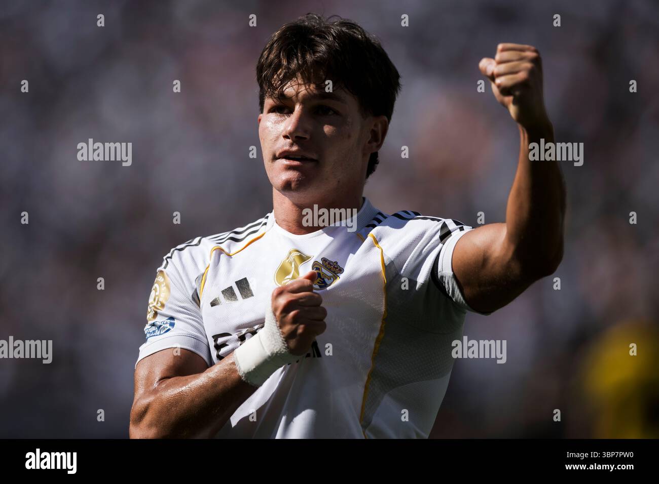 Fran Garcia of Real Madrid CF celebrates after scoring a goal during ...