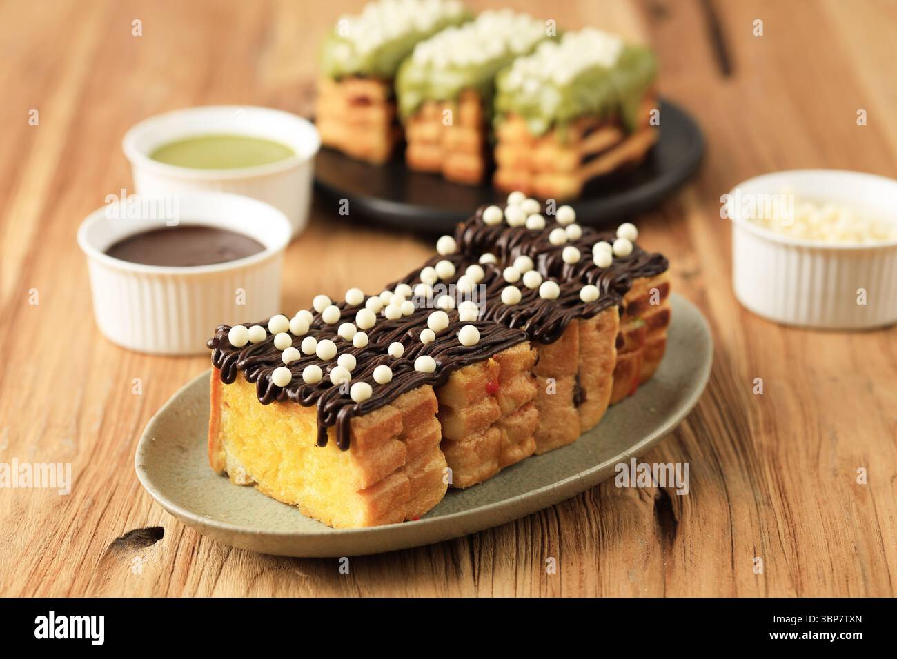 Roti Bakar Bandung with Selai Jam Inside and Chocolate Sauce Bubble ...