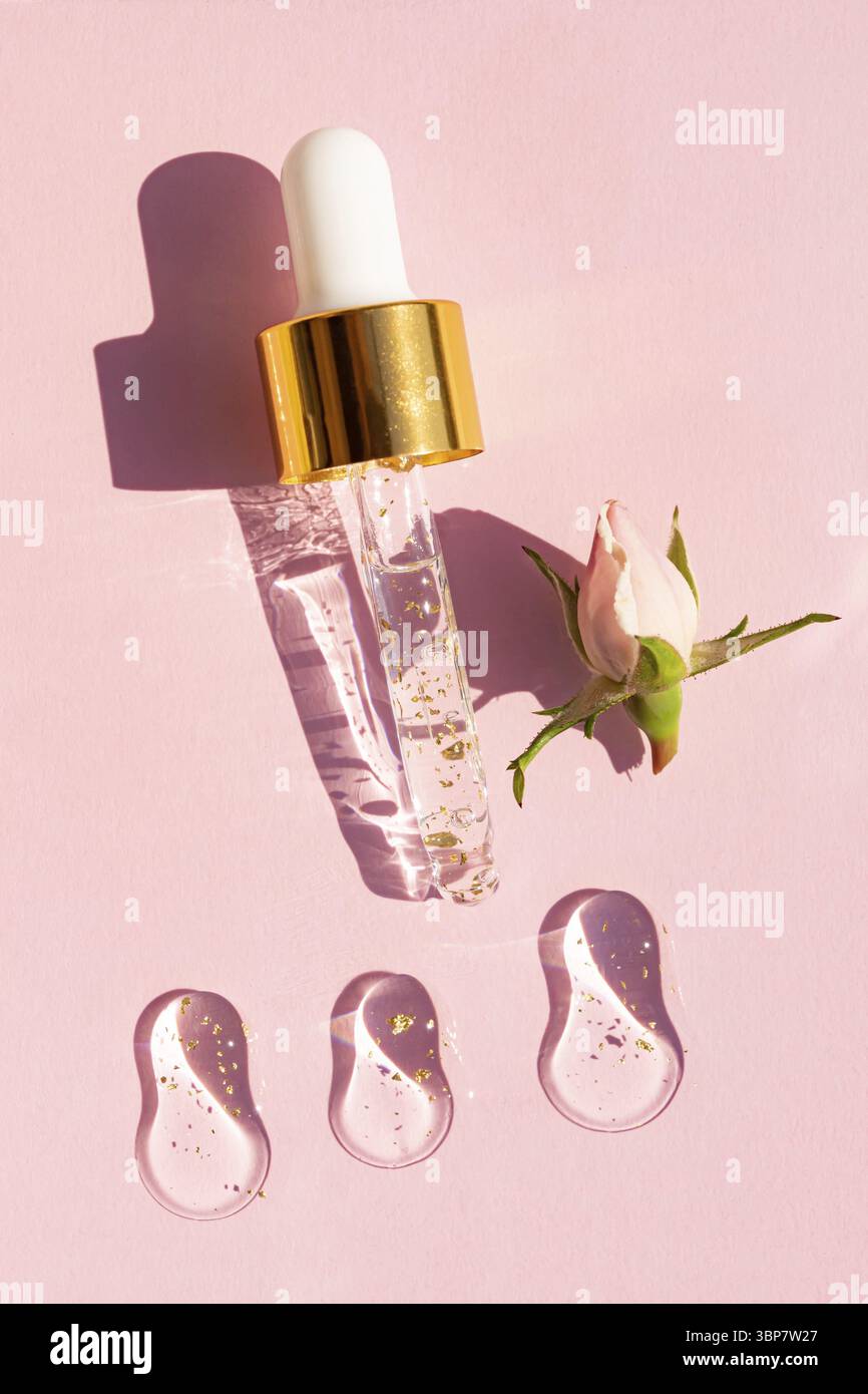 Smears and drops with skin care cosmetics - 24k gold hyaluron gel serum ...