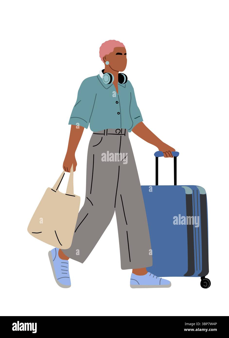 Young woman luggage walking Stock Vector Images - Alamy