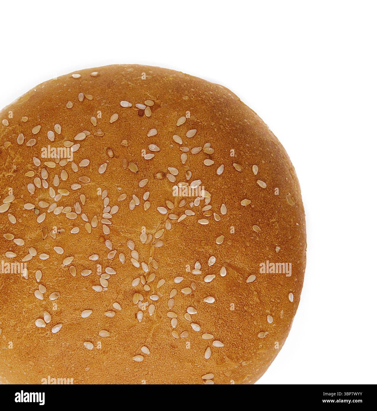 Food, Fresh burger bun with sesame seeds isolated on top view Stock ...