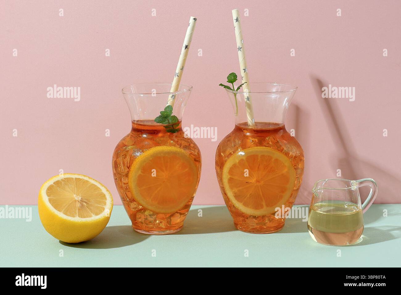 Two Bottles of Lemon Tea or Es Teh Lemon, Refreshing Summer Drink Stock ...