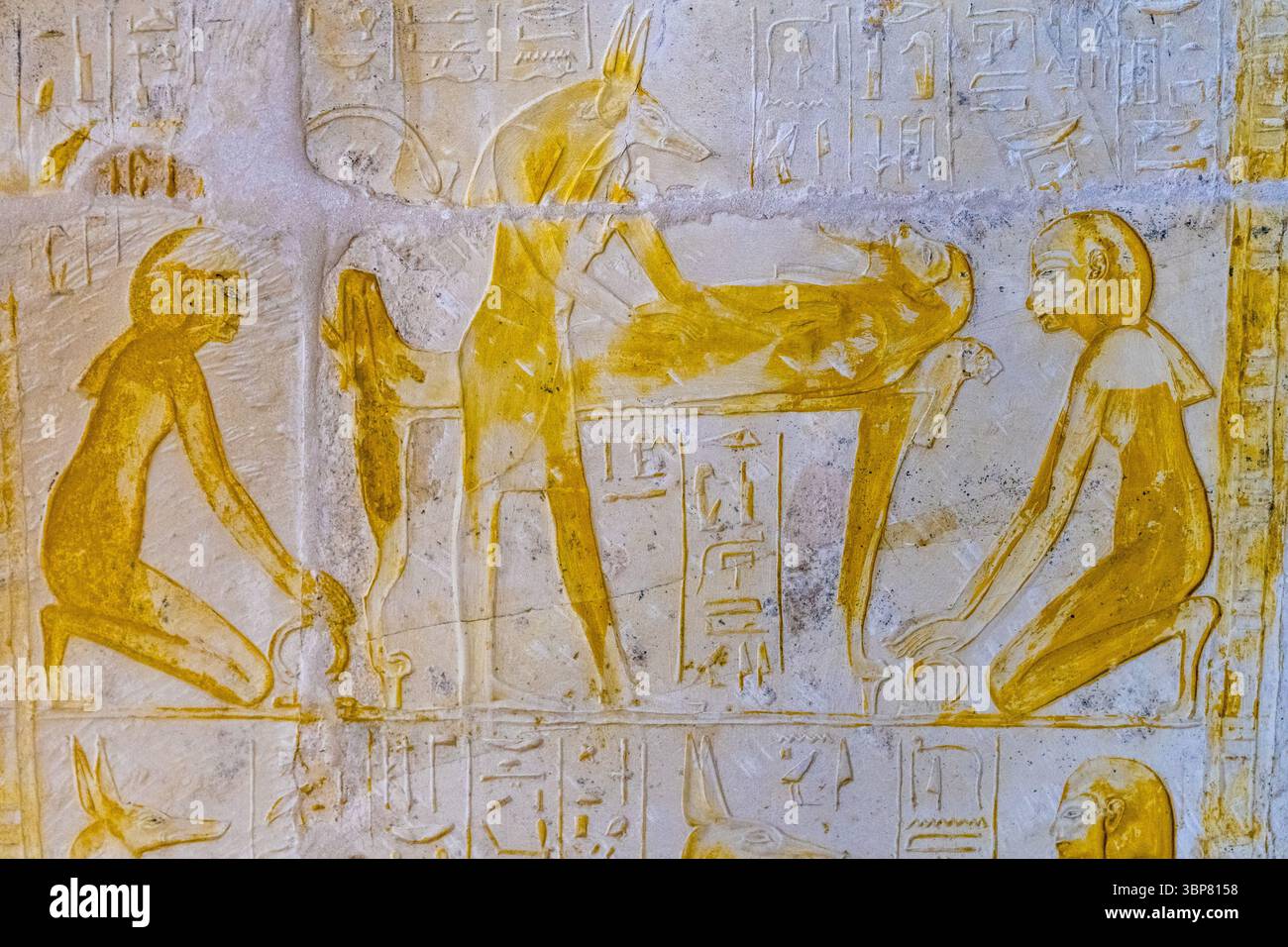 Tomb of Maia and Meryt at Saqqara: Anubis pronounces magic formulas on ...