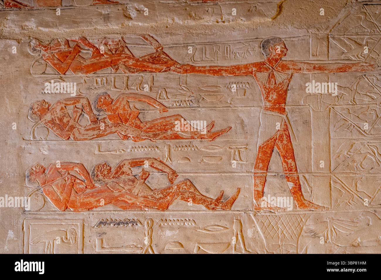 The mastaba of Ti: catching birds with nets Stock Photo - Alamy