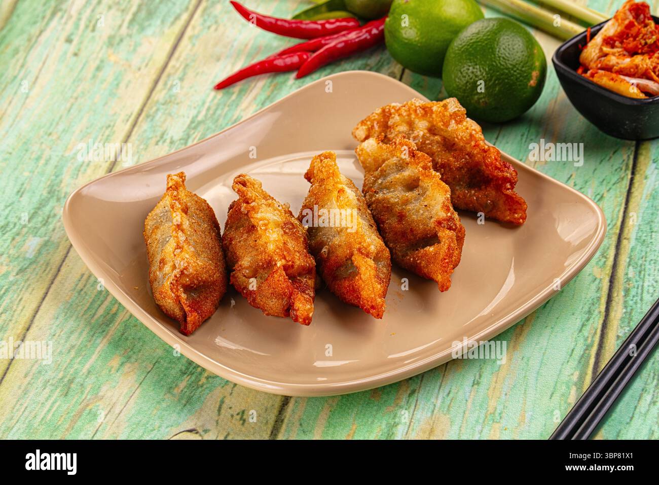 Asian traditional fried stuffed dumplings gyoza Stock Photo - Alamy