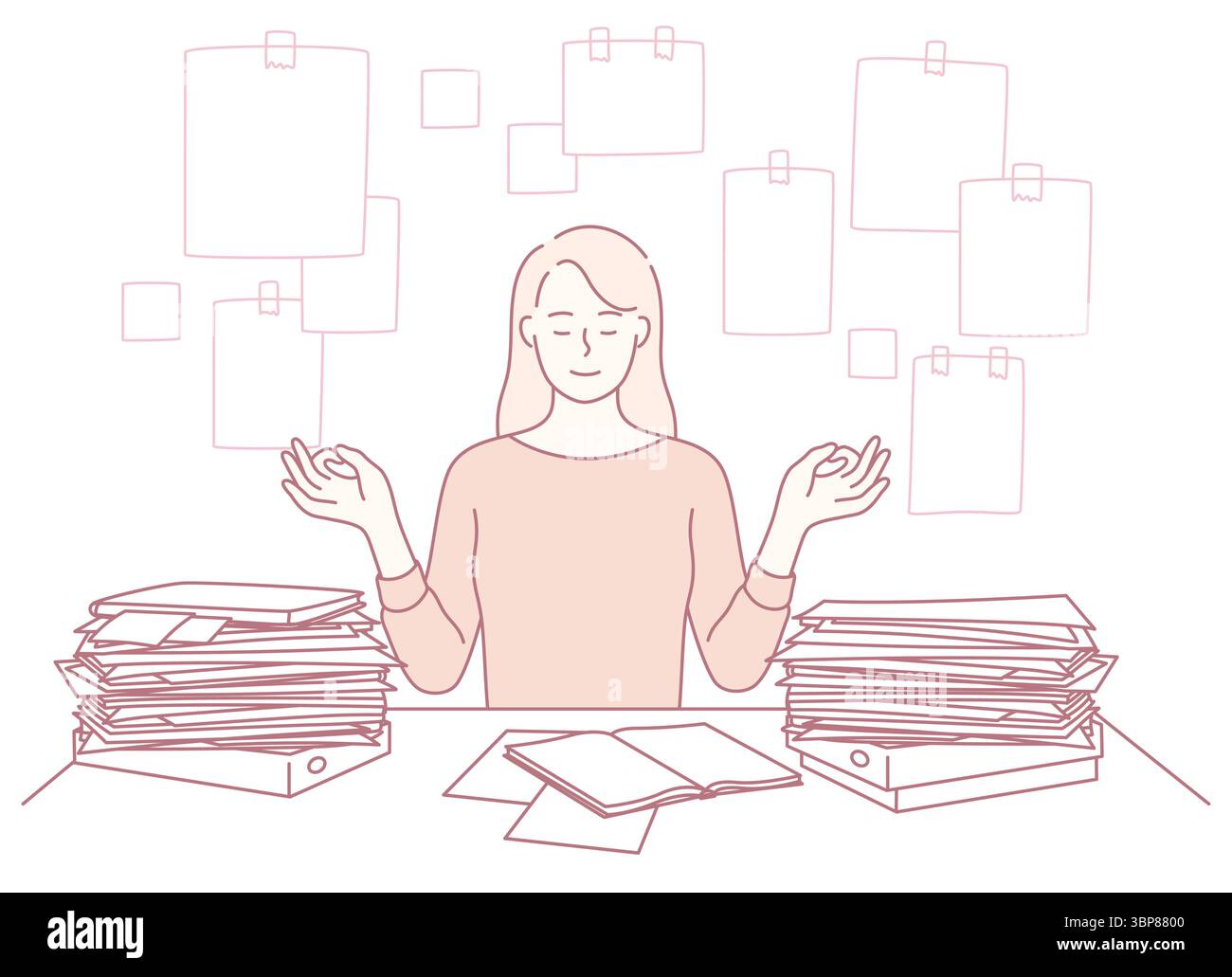 A calm professional skillfully manages stress while navigating stacks ...