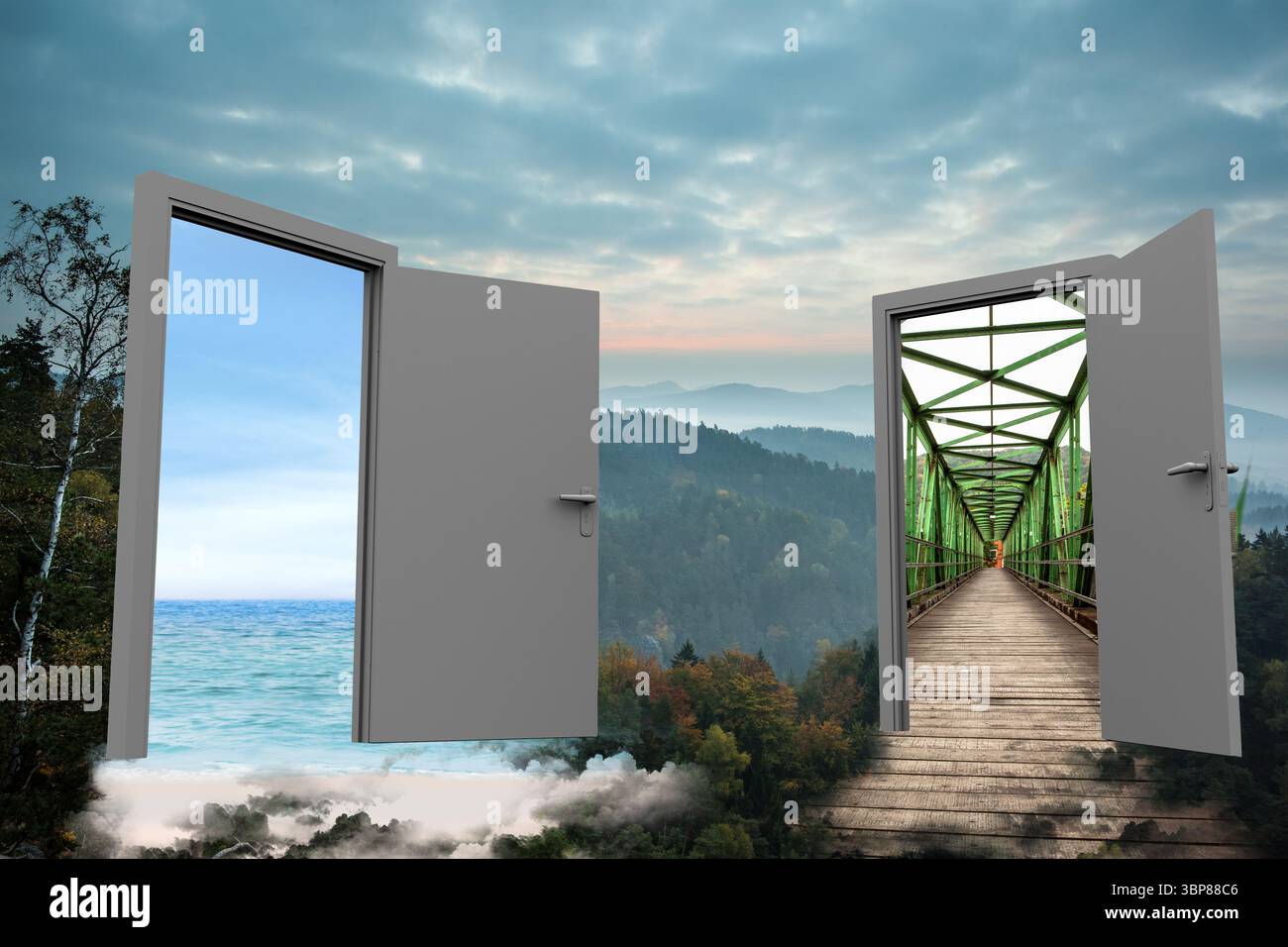 Open doors sky 3d hi-res stock photography and images - Alamy