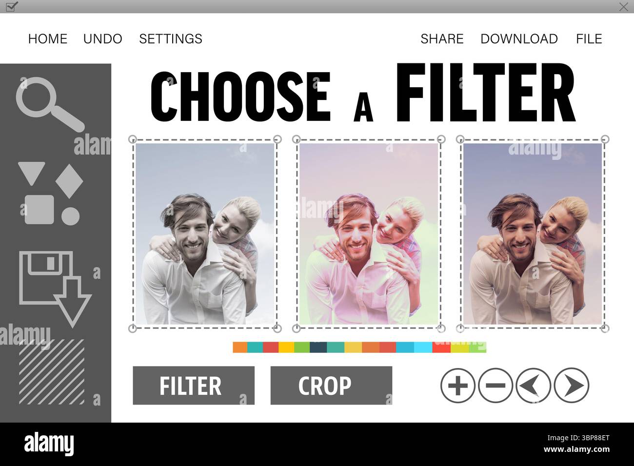 Smartphone app menu where you can choose a filter Stock Photo - Alamy