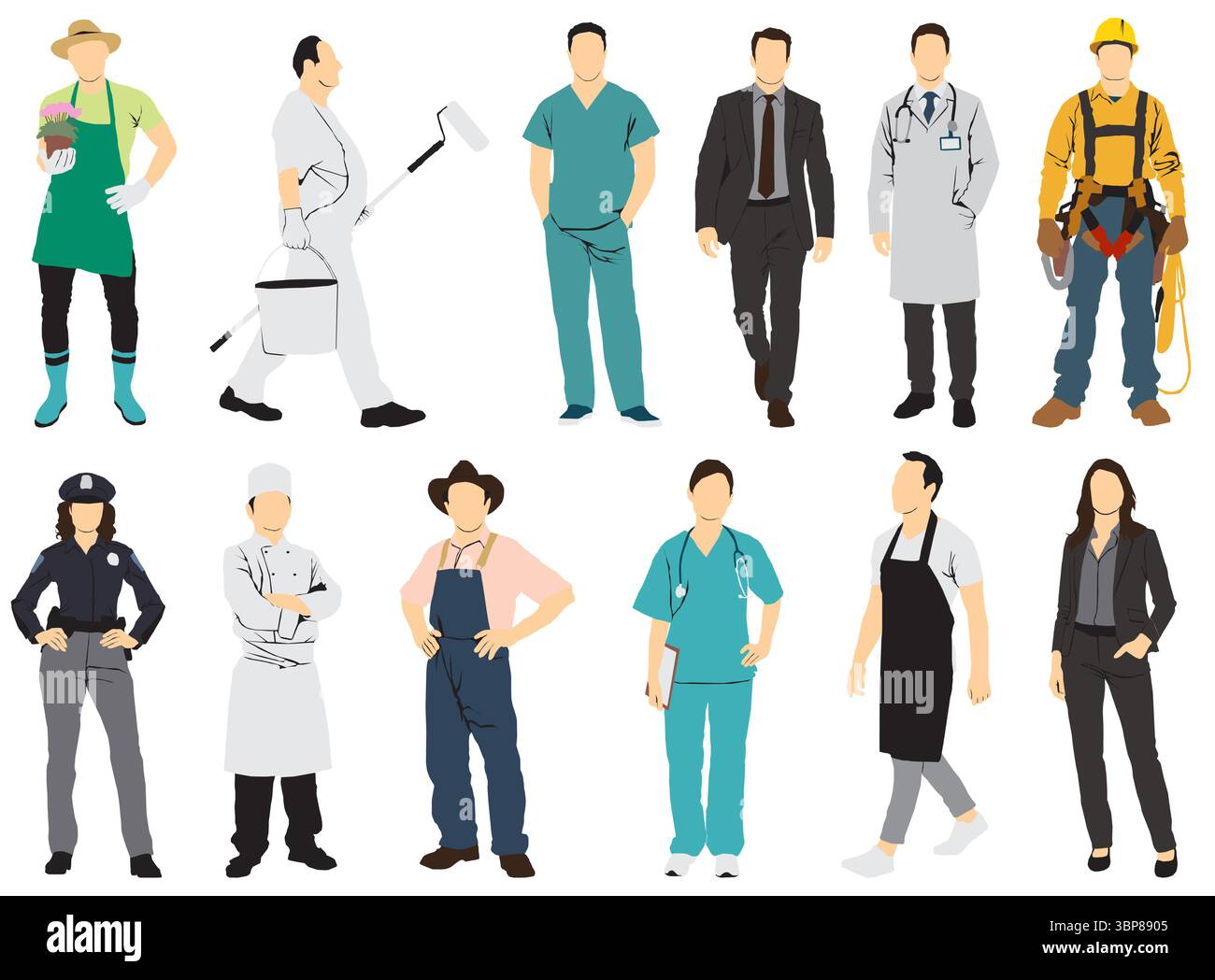 vector illustration of different occupational people Stock Vector Image ...