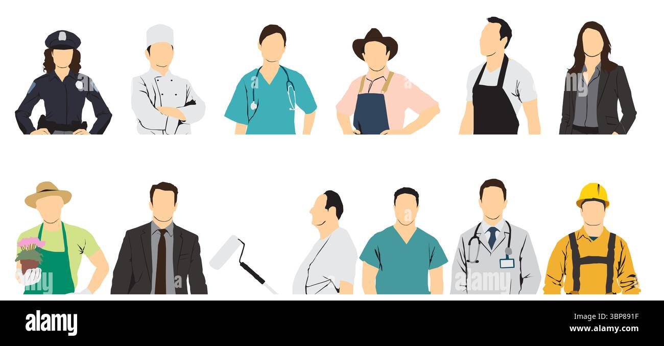 vector illustration of different occupational people Stock Vector Image ...