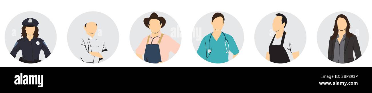 vector illustration of different occupational people Stock Vector Image ...